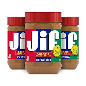 3-pk 16-oz Jif Creamy Peanut Butter $5.25 w/ Subscribe & Save | Bargain ...