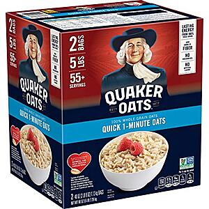 2-Pack 40-Oz Quaker Quick 1-Minute Oatmeal $6.03 w/ Subscribe & Save ...